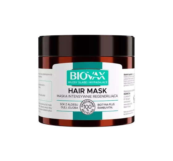 Biovax Biotyna Plus intensywnie regenerująca maska do włosów wypadających 250ml - eZebra.pl