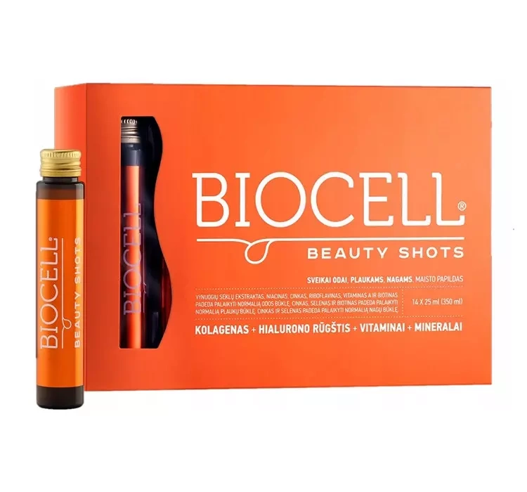 Biocell Beauty Shots suplement diety płynny naturalny kolagen w fiolkach 14x25ml - eZebra.pl